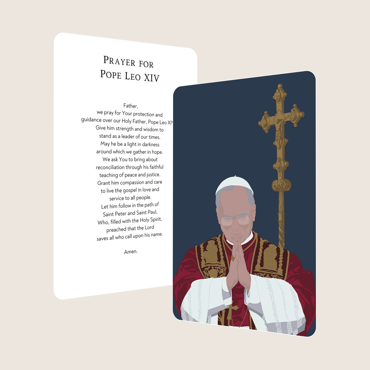 Pope Leo XIV Catholic Prayer Card | Holy Card | Pine Tree Catholic